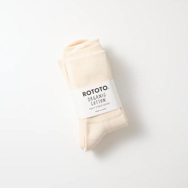 【発売日：2026年03月01日】ROTOTO/ロトト　ORGANIC DAILY 3 PACK RIBBED CREW SOCKS\6,600　税込みITEM NUMBER　R1427COLOR IVORY / WHITE SIZE S(...