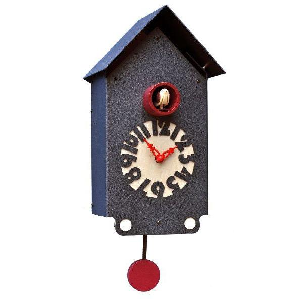 イタリア・ピロンディーニ社のカッコー掛け時計です。●サイズ：３０ｃｍ高さ×１７ｃｍ幅×１２ｃｍ厚●ムーブメント：クウォーツ式●色：ブラック（本体ケース）●材質：メタル、天然木●電源：単１電池×２（付属）●イタリア・ピロンディーニ製●保証期間：１年