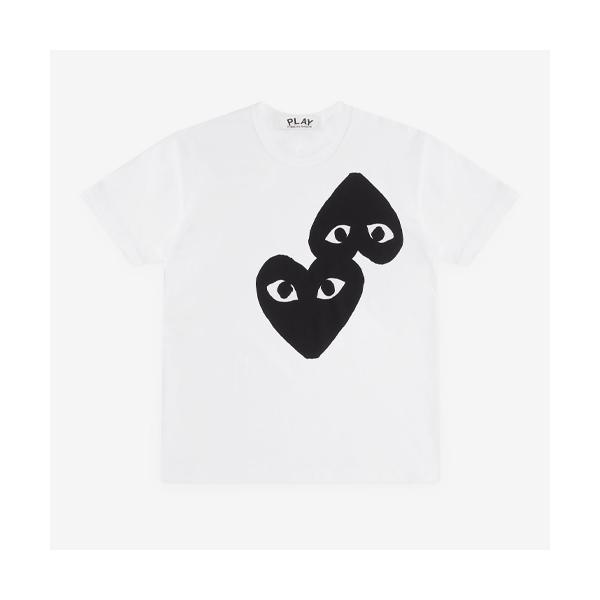 プレイ コム デ ギャルソン Tシャツ PLAY COMME des GARCONS黒ダブルハート半袖Tシャツ 【全品送料無料】【サイズ】（ｃｍ）　　　　　　　　Ｓ　　　　Ｍ　　　　Ｌ　　　XL　　　XXL　着　丈　　　　６４　　　６７　　...