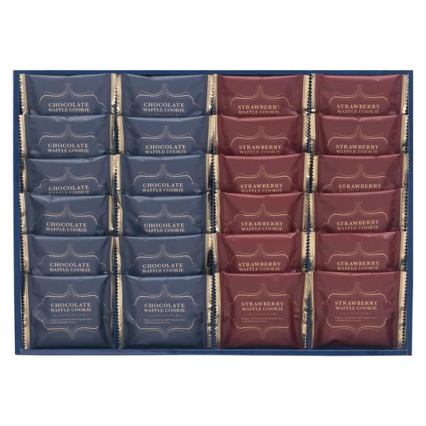 サクサク食感のワッフルクッキーにホワイトチョコクリームを詰めた風味豊かなショコラワッフルクッキーといちごチョコクリームを詰めたいちごワッフルクッキーの詰合せです。セット内容/ワッフルクッキー（ホワイトショコラ・いちご）×各12＜さまざまな用...