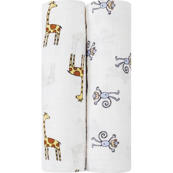 エイデンアンドアネイ おくるみスワドル ジャングルジャム ２枚セット タオル プレイマット ベビーカー 家庭洗濯可 コットン スワドル 対象年齢 ケープ シート シーン マルチ 洗濯機＜さまざまな用途でご利用いただいております＞お中元 お歳...