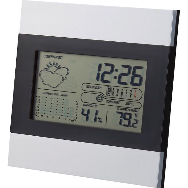 メタルウェザーステーション 高級感溢 多機能天気予報時計 アルミフレーム カレンダー アラーム 天気予報 液晶表示 温度計 湿度計 電池別売り 時計＜さまざまな用途でご利用いただいております＞お中元 お歳暮 産休 退職 誕生日 内祝 結婚祝...