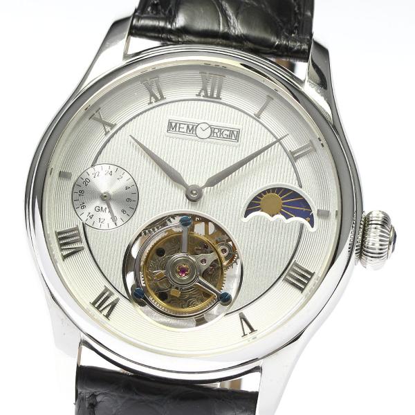 ■商品情報ブランド：　メモリジン/MEMORIGINモデル名：　ナビゲーター対象：　メンズ素材：　SS × 革文字盤色：　シルバームーブメント：手巻きRef.No：　MO1001Gシリアル：1**/310機能・特徴：スモールセコンド、ムーン...