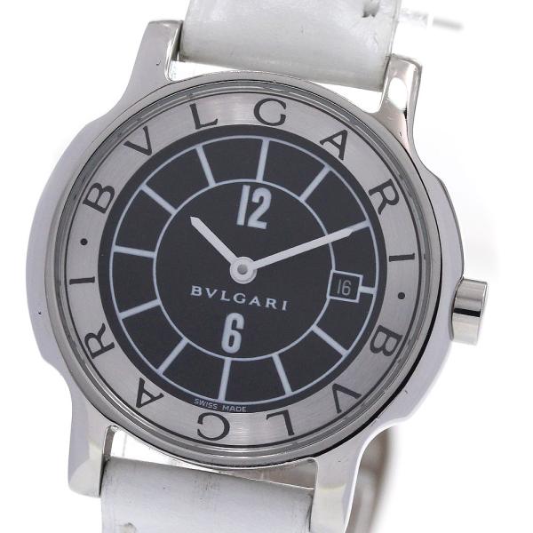 ■商品情報ブランド：　ブルガリ/BVLGARIモデル名：　ソロテンポ対象：　レディース素材：　SS × 革文字盤色：　ブラック/シルバームーブメント：クォーツRef.No：　ST29Sシリアル：D14**機能・特徴：デイト 付属品：なし(本...