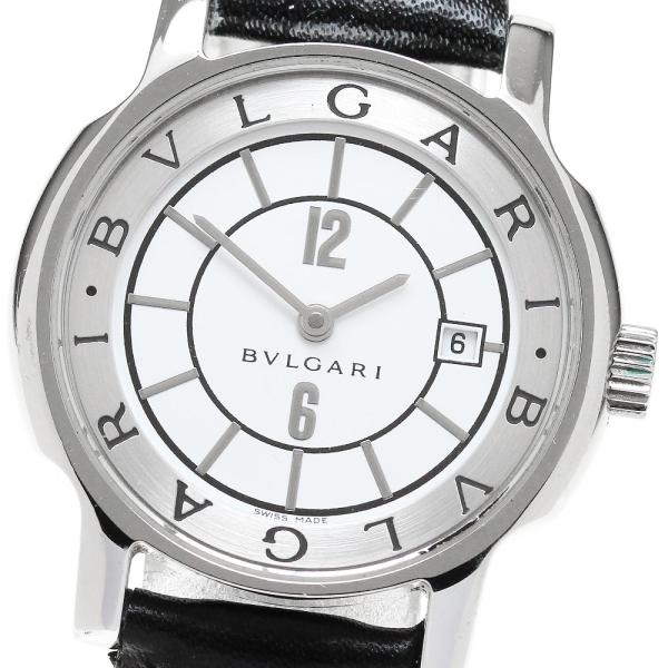 ■商品情報ブランド：　ブルガリ/BVLGARIモデル名：　ソロテンポ対象：　レディース素材：　SS × 革文字盤色：　ホワイト/シルバームーブメント：クォーツRef.No：　ST29Sシリアル：D7***機能・特徴：デイト 付属品：尾錠（バ...