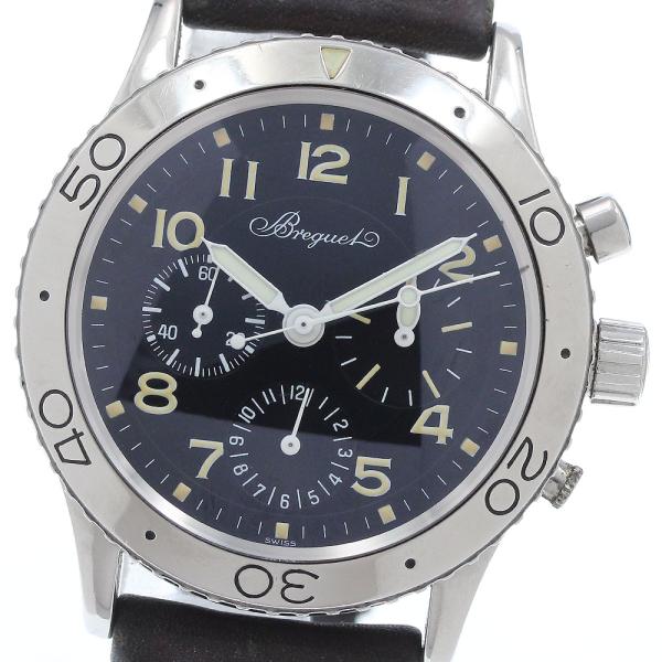 ■商品情報ブランド：　ブレゲ/Breguetモデル名：　アエロナバル TYPEXX対象：　メンズ素材：　SS × 革文字盤色：　ブラックムーブメント：自動巻きRef.No：　3800シリアル：27***機能・特徴：クロノグラフ、スモールセコ...