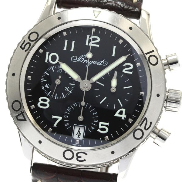 ■商品情報ブランド：　ブレゲ/Breguetモデル名：　トランスアトランティック タイプ XX対象：　メンズ素材：　SS × 革文字盤色：　ブラックムーブメント：自動巻きRef.No：　3820シリアル：777**機能・特徴：デイト、クロノ...