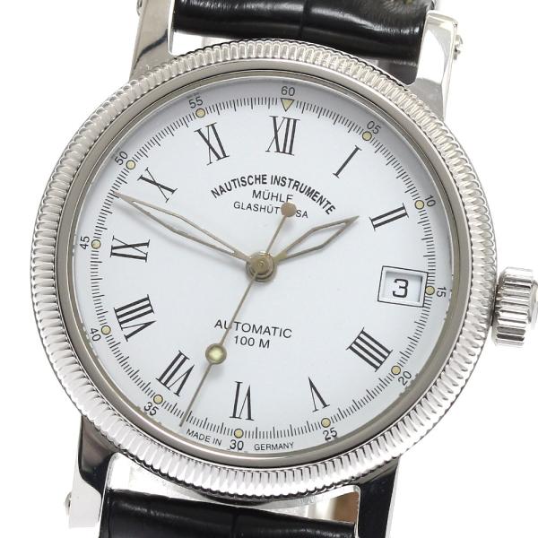 ■商品情報ブランド：　ミューレグラスヒュッテ/Muhle Glashutte対象：　ボーイズ素材：　SS × 革文字盤色：　ホワイトムーブメント：自動巻きRef.No：　M1-31-60シリアル：4**機能・特徴：デイト 付属品：なし(本体...