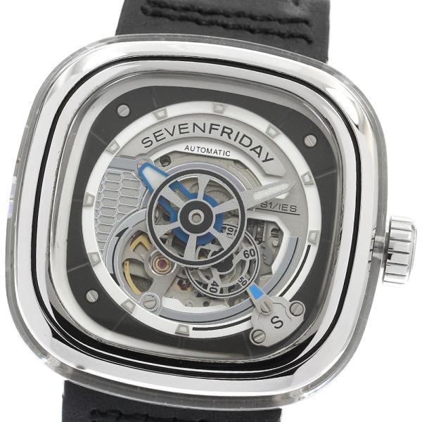 ■商品情報ブランド：　セブンフライデー/SEVENFRIDAYモデル名：　エッセンス対象：　メンズ素材：　SS × 革文字盤色：　シルバームーブメント：自動巻きRef.No：　S1/01シリアル：A5**機能・特徴：スモールセコンド 付属品...