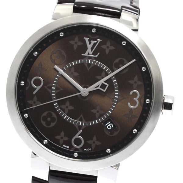 ■商品情報ブランド：　ルイ・ヴィトン/LOUIS VUITTONモデル名：　タンブールスリム モノグラム対象：　メンズ素材：　SS × 革文字盤色：　ブラウンムーブメント：クォーツRef.No：　QA005シリアル：AA3***機能・特徴：...
