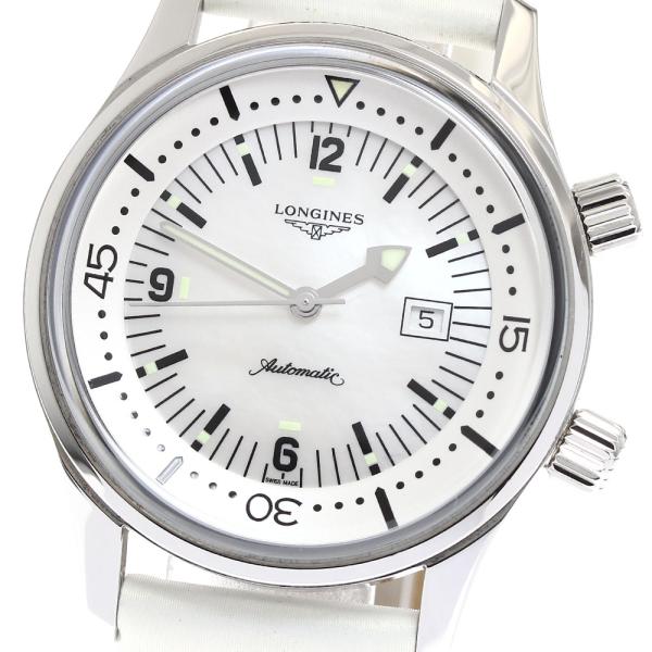 ■商品情報ブランド：　ロンジン/LONGINESモデル名：　レジェンドダイバー対象：　ボーイズ素材：　SS × 革文字盤色：　ホワイトシェルムーブメント：自動巻きRef.No：　L3.374.4シリアル：55241***機能・特徴：デイト ...