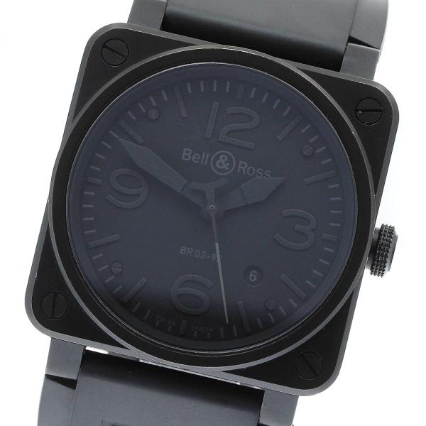 ■商品情報ブランド：　ベル＆ロス/Bell＆Rossモデル名：　アヴィエーション対象：　メンズ素材：　SS × ラバー文字盤色：　ブラックムーブメント：自動巻きRef.No：　BR03-92-Sシリアル：19***機能・特徴：デイト 付属品...