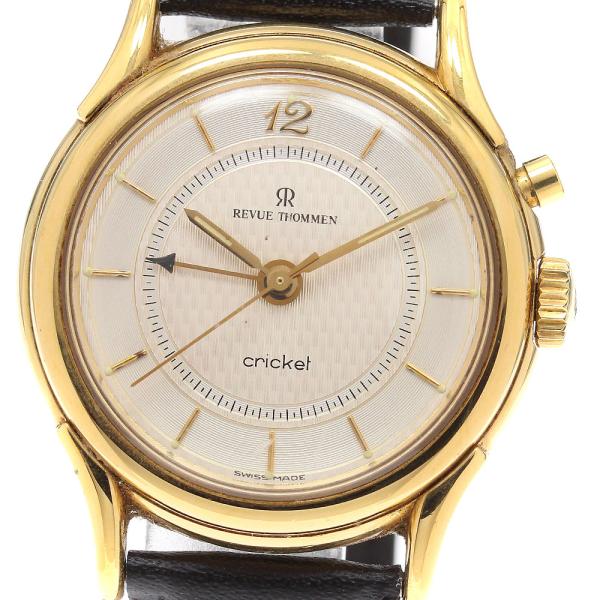 ■商品情報ブランド：　レビュートーメン/REVUE THOMMENモデル名：　クリケット対象：　メンズ素材：　SS/GP × 革文字盤色：　シルバームーブメント：手巻きRef.No：　8022001シリアル：J2***機能・特徴：アラーム ...