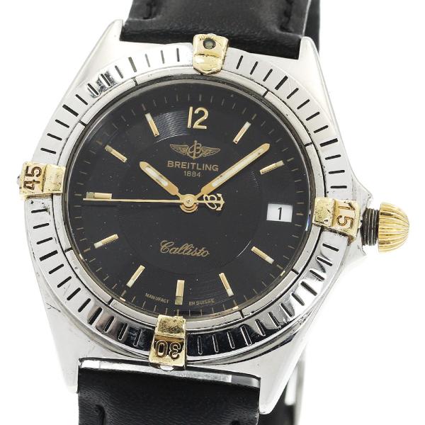 ■商品情報ブランド：　ブライトリング/BREITLINGモデル名：　カリスト対象：　ボーイズ素材：　SS × 革文字盤色：　ブラックムーブメント：クォーツRef.No：　B57045シリアル：293**機能・特徴：デイト 付属品：なし(本体...
