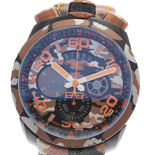 ■商品情報ブランド：　ボンバーグ/BOMBERGモデル名：　ボルト68 カモフラージュ サハラ対象：　メンズ素材：　SS × ナイロン/革文字盤色：　カモフラージュムーブメント：クォーツRef.No：　BS45CHPCA.047.3シリアル...