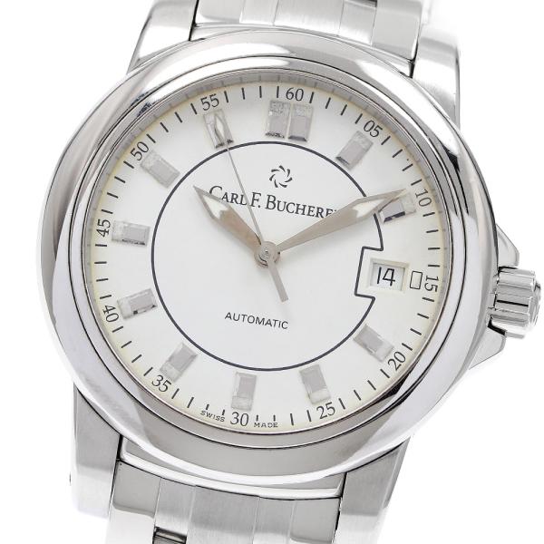 ■商品情報ブランド：　カール F.ブヘラ/CARL F.BUCHERERモデル名：　パトラビ対象：　メンズ素材：　SS × SS文字盤色：　ホワイトムーブメント：自動巻きRef.No：　10617.08Aシリアル：17.0***機能・特徴：...