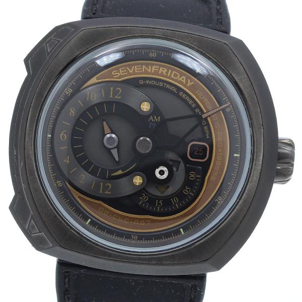 ■商品情報ブランド：　セブンフライデー/SEVENFRIDAYモデル名：　レボリューション対象：　メンズ素材：　SS × ラバー文字盤色：　グレームーブメント：自動巻きRef.No：　Q2/03シリアル：U3**機能・特徴：デイト、スモール...