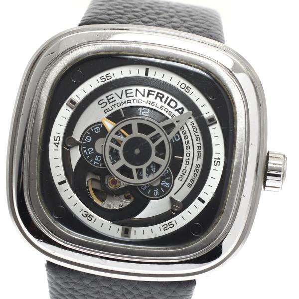■商品情報ブランド：　セブンフライデー/SEVENFRIDAYモデル名：　インダストリアルシリーズ対象：　メンズ素材：　SS × 革文字盤色：　シルバー/ブラックムーブメント：自動巻きRef.No：　SF-P1B/01シリアル：U0***機...