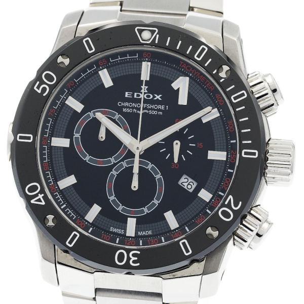 ■商品情報ブランド：　エドックス/EDOXモデル名：　クロノオフショア1対象：　メンズ素材：　SS/セラミック × SS文字盤色：　ブラックムーブメント：クォーツRef.No：　10221-3M-NINシリアル：1053***機能・特徴：デ...