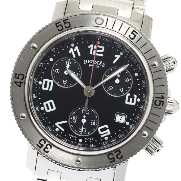■商品情報ブランド：　エルメス/HERMESモデル名：　クリッパーダイバー対象：　メンズ素材：　SS × SS文字盤色：　ブラックムーブメント：クォーツRef.No：　CL2.910シリアル：2317***機能・特徴：デイト、クロノグラフ、...