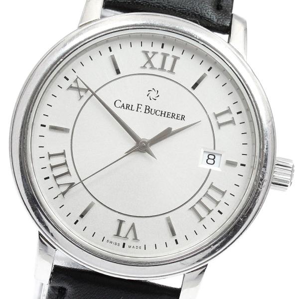 ■商品情報ブランド：　カール F.ブヘラ/CARL F.BUCHERERモデル名：　アダマビ対象：　メンズ素材：　SS × 革文字盤色：　シルバームーブメント：自動巻きRef.No：　10314.08シリアル：23.0***機能・特徴：デイ...