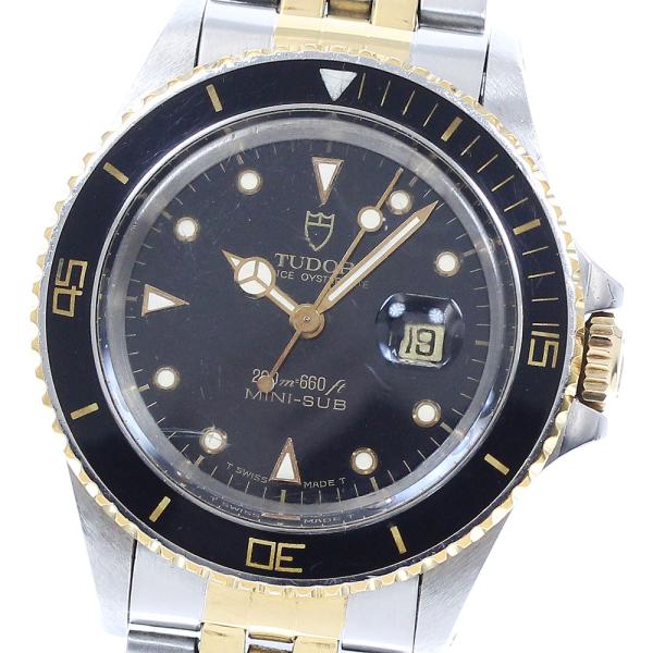 ■商品情報ブランド：　チュードル/TUDORモデル名：　ミニサブ プリンスオイスターデイト対象：　ボーイズ素材：　SS/GP × SS/GP文字盤色：　ブラックムーブメント：自動巻きRef.No：　73091シリアル：B404***機能・特...
