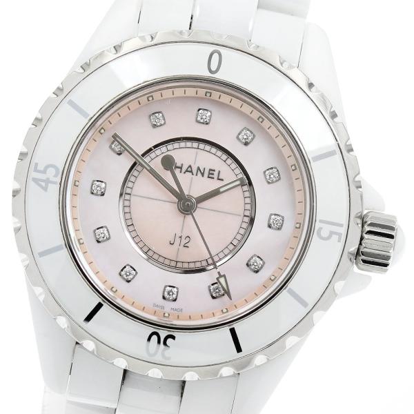 ■商品情報ブランド：　シャネル/CHANELモデル名：　J12対象：　レディース素材：　SS/セラミック × SS/セラミック文字盤色：　ピンクシェルムーブメント：クォーツRef.No：　H5513シリアル：RFF45***機能・特徴：デイ...