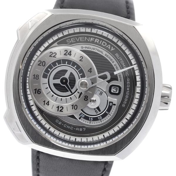 ■商品情報ブランド：　セブンフライデー/SEVENFRIDAYモデル名：　エッセンス対象：　メンズ素材：　SS × 革文字盤色：　シルバー/ブラックムーブメント：自動巻きRef.No：　SF-Q1/01シリアル：B3**機能・特徴：デイト、...