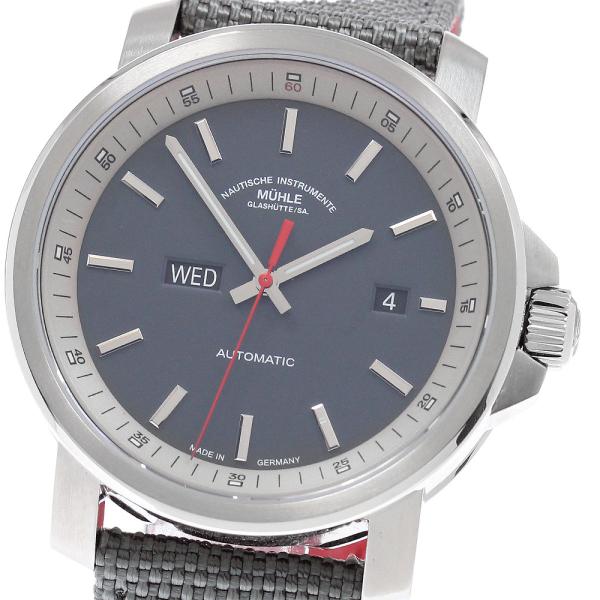 ■商品情報ブランド：　ミューレグラスヒュッテ/Muhle Glashutteモデル名：　29er Tag/Datum対象：　メンズ素材：　SS × ナイロ/革文字盤色：　グレームーブメント：自動巻きRef.No：　M1-25-30シリアル：...