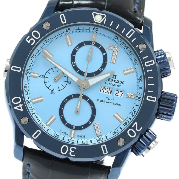 ■商品情報ブランド：　エドックス/EDOXモデル名：　クロノオフショア1 ファーマメント シートゥスカイ対象：　メンズ素材：　SS × 革文字盤色：　ブルームーブメント：自動巻きRef.No：　01122-357BU8-BUIN8シリアル：...