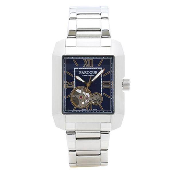 市場であまり見かけない長方形ケースの自動巻モデルです。ダイアルには高級感のあるローマンインデックスを採用。さりげなく窓から覗かせる内部機構のスケルトン仕上げが、バロックらしいスタイルの逸品です・型番 BA2004S-03M・ダイヤルカラー：...