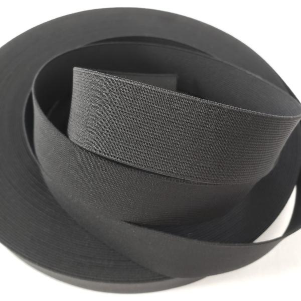 平ゴム白黒、5ミリ・10ミリ・15ミリ・18ミリ・20ミリ・25ミリ・30ミリ・40ミリ・50ミリ・60ミリ・75ミリ・100ミリ編み上がったばかりの業務用・国産平ゴム、汎用性高いしっかり上質ゴム、ウエストゴム・インベルゴムから、裁縫・手芸...