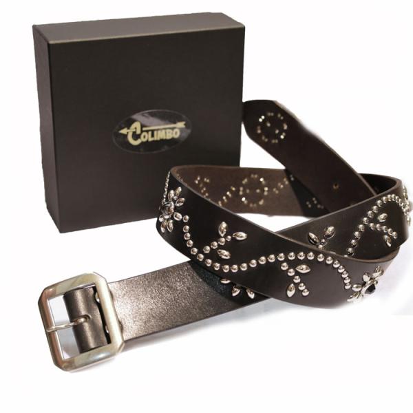 やっぱり欲しい！絶妙デザインがナイス！スタッズベルト！■コリンボ Colimbo スタッズベルト シングルピン・ZA-0701 JEWEL STUDDED LEATHER BELT 40mm "Flower Pattern"＜詳細＞品番：Z...