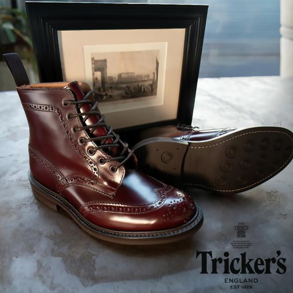【並行輸入品】トリッカーズ TRICKER'S カントリーブーツ M2508 モールトン メンズ ダイナイトソール ウィングチップ Burgundy Book binder Brogue Boots