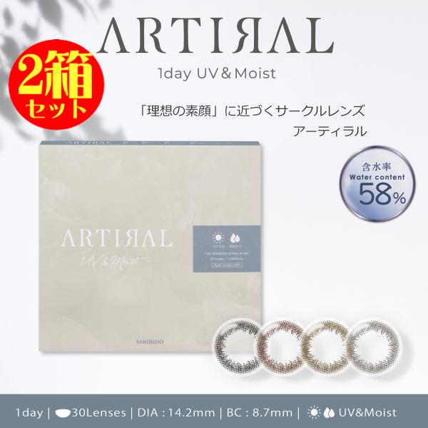・商品名 アーティラル  UVM 58 ワンデー・販売名 アーティラル58UVM・含水率　58%・承認番号　30200BZX00099A05・包装　1箱30枚入り・使用期間　1日使い捨てソフトコンタクトレンズ・分類　グループIV (イオン性...