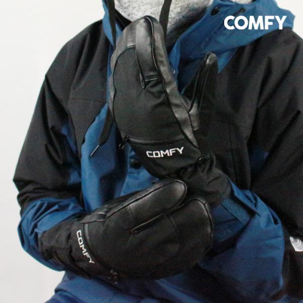 【検索ワード】グローブ 手袋 コンフィ COMFY FAN-TEX 3-FINGER LEATHER GLOVE Black スノーボード ミット トリガーグローブ 3フィンガー レザー 本革 アウトドア スノボー メンズ 男性 レディース...