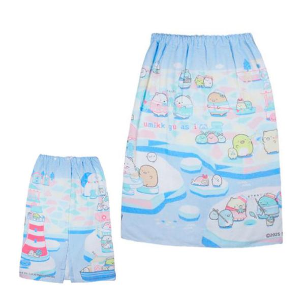 すみっコぐらし おきがえタオル ワンピース Blue 80x120cm 215834 プールタオル ラップタオル バスタオル プールスカート 巻きタオル キッズ 子供 女の子 男の子 女子 男子 保育園 幼稚園 小学生 キャラクター 爆買