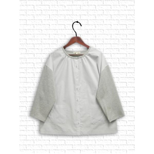 north object de petit... ノースオブジェクトプチの夏の暮らしのイメージをデザインした７分袖布帛切替えカーディガン♪ポケットは涼しげな風をイメージした刺繍を入れ、ボタンは冷たい氷を思わせるクリアボタンを使用☆袖と背中部...