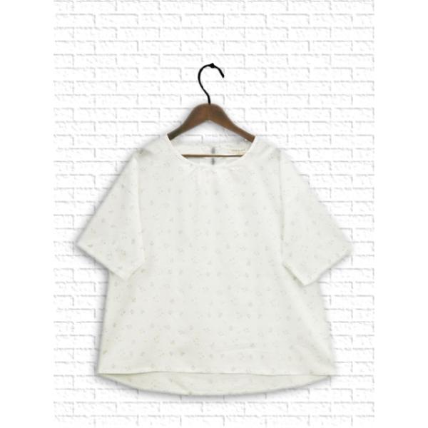 north object de petit... ノースオブジェクトプチの色の付いたガラスの欠片を散りばめた柄のプリントプルオーバー♪優しい肌触りで程よいハリのあるコットンの布帛素材を使用☆清涼感のある涼しげなデザインで夏にピッタリです！　...