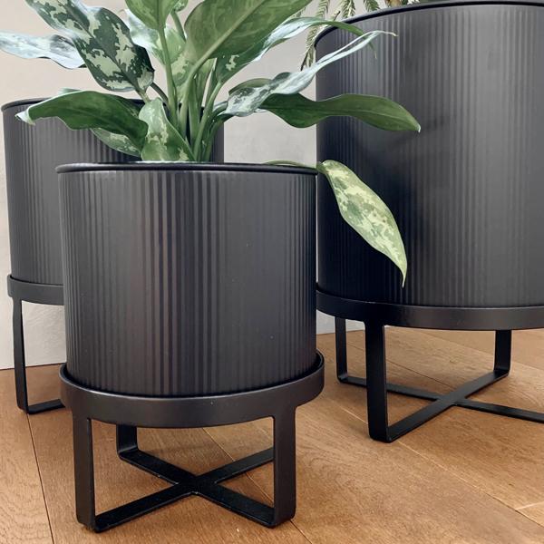 ポット 鉢 ガーデン グリーン 植物 黒 ブラック