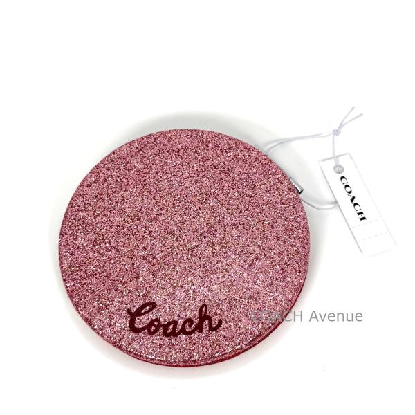 ■商品名：コーチ COACH グリッター サークル コンパクト ミラー ■品番：CU757■カラー：フラワーピンク レッドオレンジ■新品・未使用・未開封のタグ付き■仕様：・両面鏡（通常ミラーと拡大鏡一枚づつ）・マグネット式閉開・素材はグリッ...
