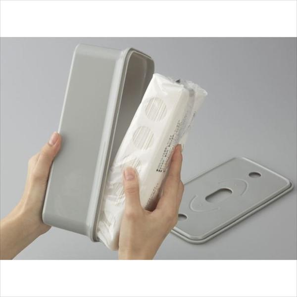 袋入りティッシュ用。清潔感のあるシンプルなデザイン●オシャレなティッシュケース●袋入ティッシュ専用カラー グレーJANコード 4905596310754サイズ 約幅13.2×奥行23.7×高さ8cm材質 ポリプロピレン