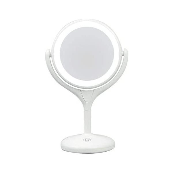 LEDライト両面ミラー10倍拡大 ホワイト●LEDライト付きなので明るくしてくれます●タッチセンサー機能搭載、ライトのON/OFFや無段階調光可能●細部を大きく映し出す、10倍拡大鏡付き●消し忘れ防止機能(30分自動消灯)付き●単三電池4本...