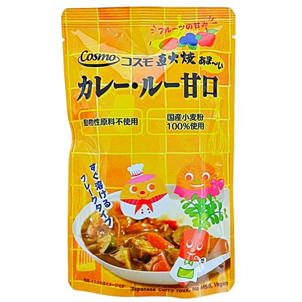 【商品の説明】フルーツの旨みをきかせたコクのある甘口カレールー。【詳細】"小さな子どもでも食べられるあま〜いカレーが欲しい"というお客様の声から生まれました！フルーツの旨みを効かせたコクのある甘口カレールー。動物性原料不使用。【原材料】小麦...