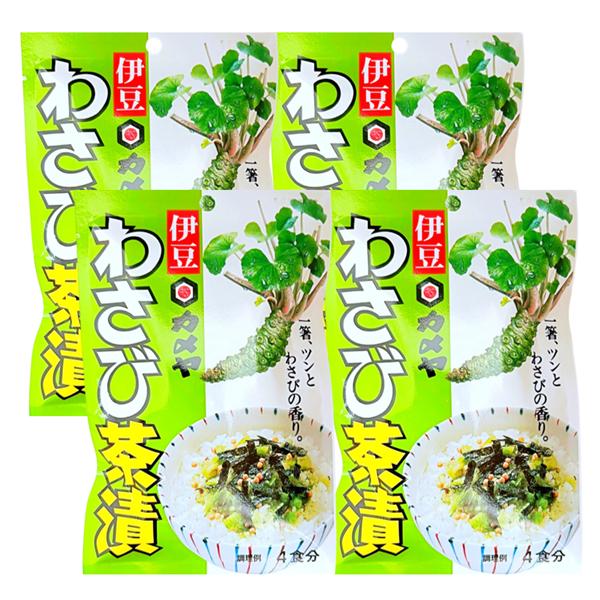 ■商品情報カメヤのわさび茶漬 6g×4食入です。ツーンとくる痛快な辛さ！　カメヤ自慢のロングセラー商品です。静岡県産わさびの気品ある辛味と香気をそのまま生かしました。いりごまの食感と香りが、風味をより引き立てます。あられ、海苔、野沢菜などバ...