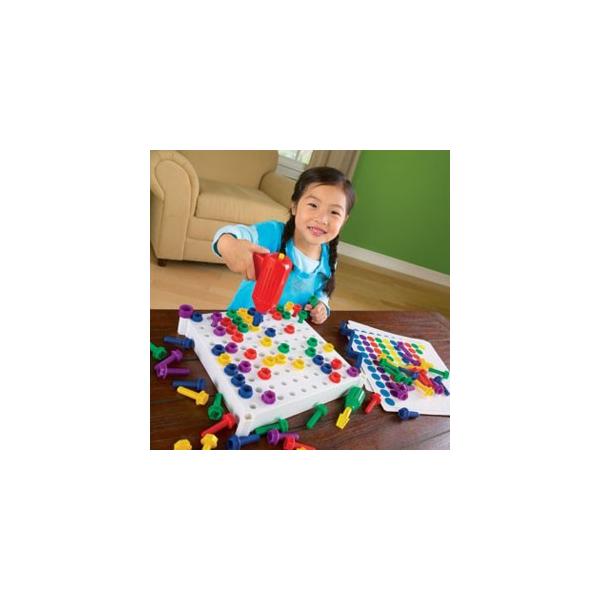 ベスト・トイアワード受賞！パターンカード通りに作る？オリジナルデザインに挑戦する？カラフルな5色のボルトを使ってデザインしてみよう！パワードリル、レンチ、ドライバー、ボルト120本、ビット3種(プラス・マイナス・ソケット)、パターンカード2...