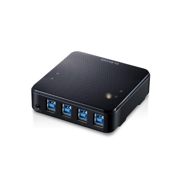 離れた場所で切替操作ができる手元スイッチ付き。4台のパソコンで、USB3.0に対応した4台のUSBデバイスを切り替えて使用できるUSB切替機。■ マウスやキーボード、USBメモリ、ドッキングステーションなど、4台のUSBデバイスを4台のパソ...