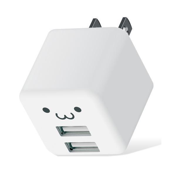 家庭用コンセントからスマートフォンやタブレット等を充電、給電できるAC充電器です。USB Aポートを2つ搭載し、接続された機器を自動検知し最適電流で充電できるおまかせ充電に対応しています。顔つきの“しろちゃん”モデルです。※本製品に充電用ケ...