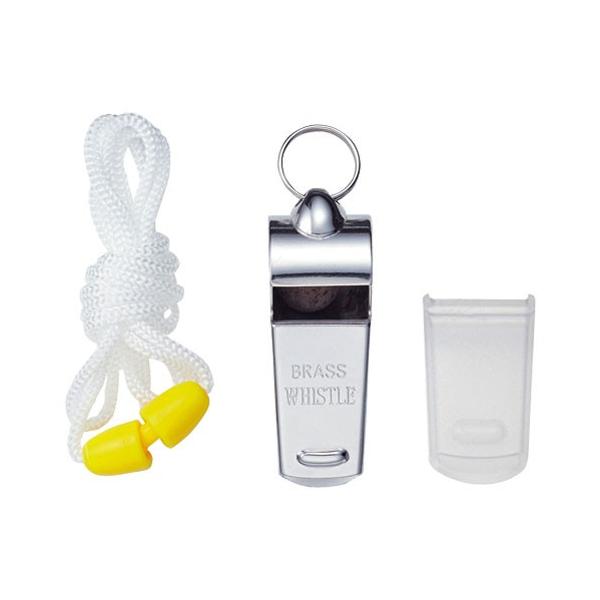 ■ 入数： 1個■ サイズ： 笛＝幅19×奥約58×高21mm■ 材質： 本体＝真鍮、キャップ＝エラストマー■ 着脱ストラップ、キャップ付KUTSUWA / くつわ学童用品