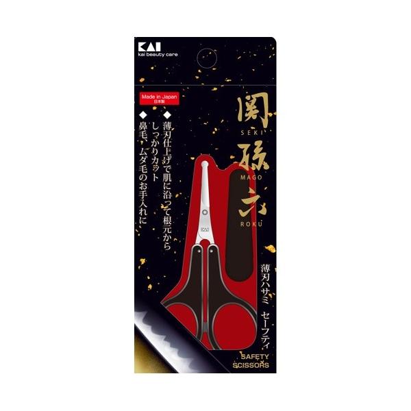刃幅が狭く、薄刃仕上げのセフティハサミ。■ サイズ(mm)奥行 13×幅 60×高さ 142■ 重量(g)23■ 仕様刃部：ステンレス刃物鋼ハンドル：ABS樹脂キャップ：ABS樹脂■ 原産国日本貝印 / カイジルシ / かいじるし / KAI